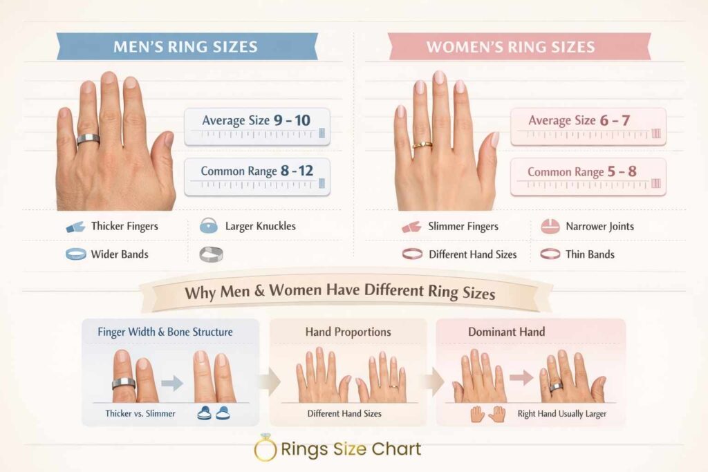 Are Men and Women Ring Sizes the Same? | Rings Size Chart